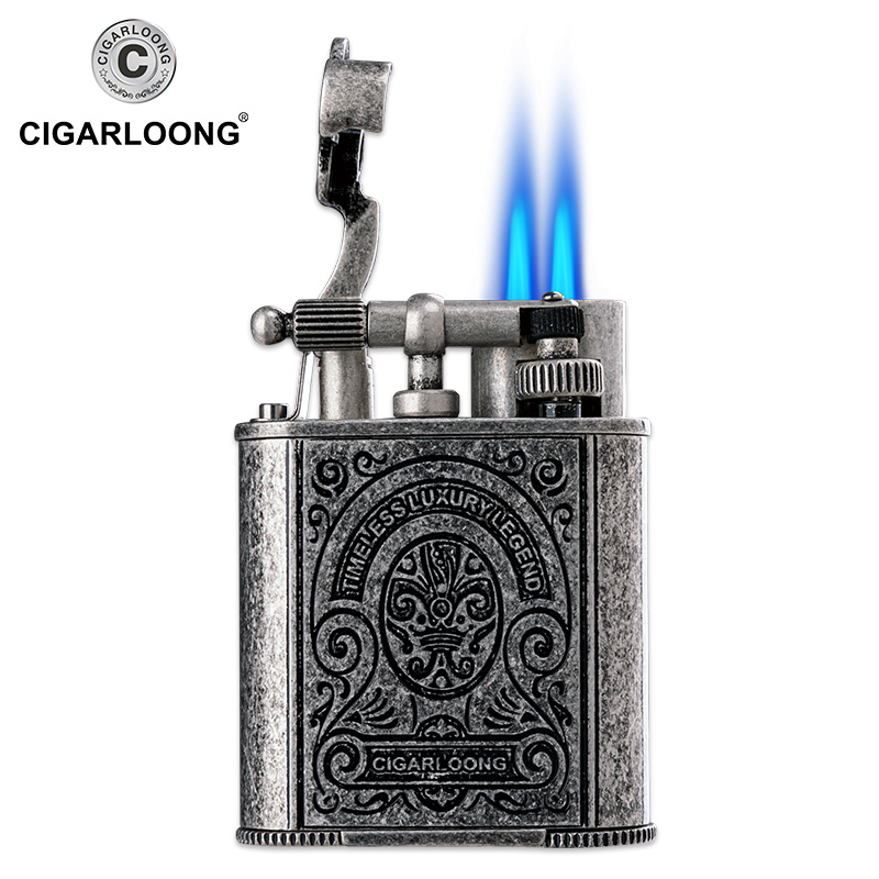 Windproof Cigar Lighter Set with Drill Vintage Straight Cigarette ...