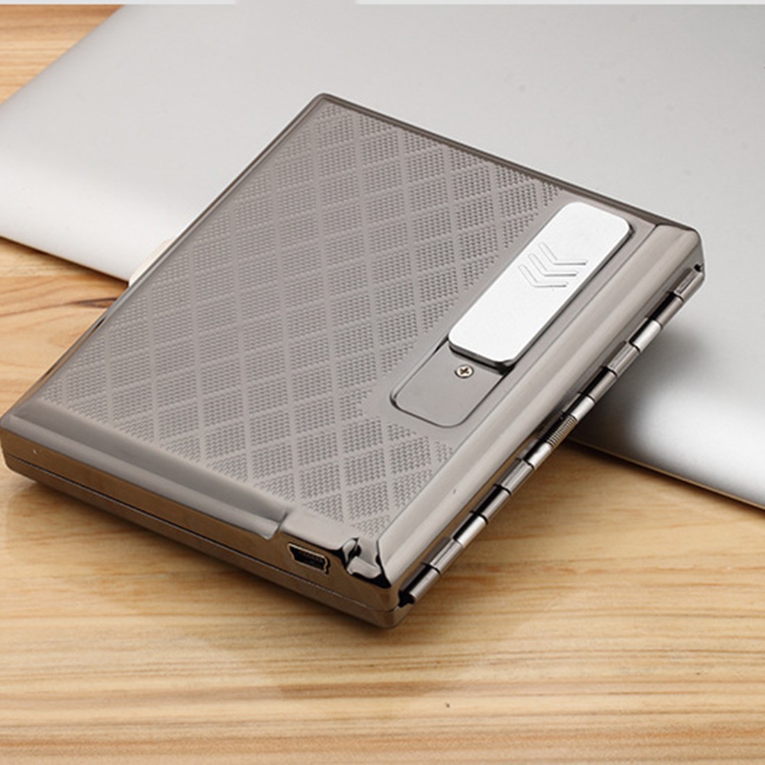 Stainless Steel Cigarette Case with USB Rechargeable Windproof ...