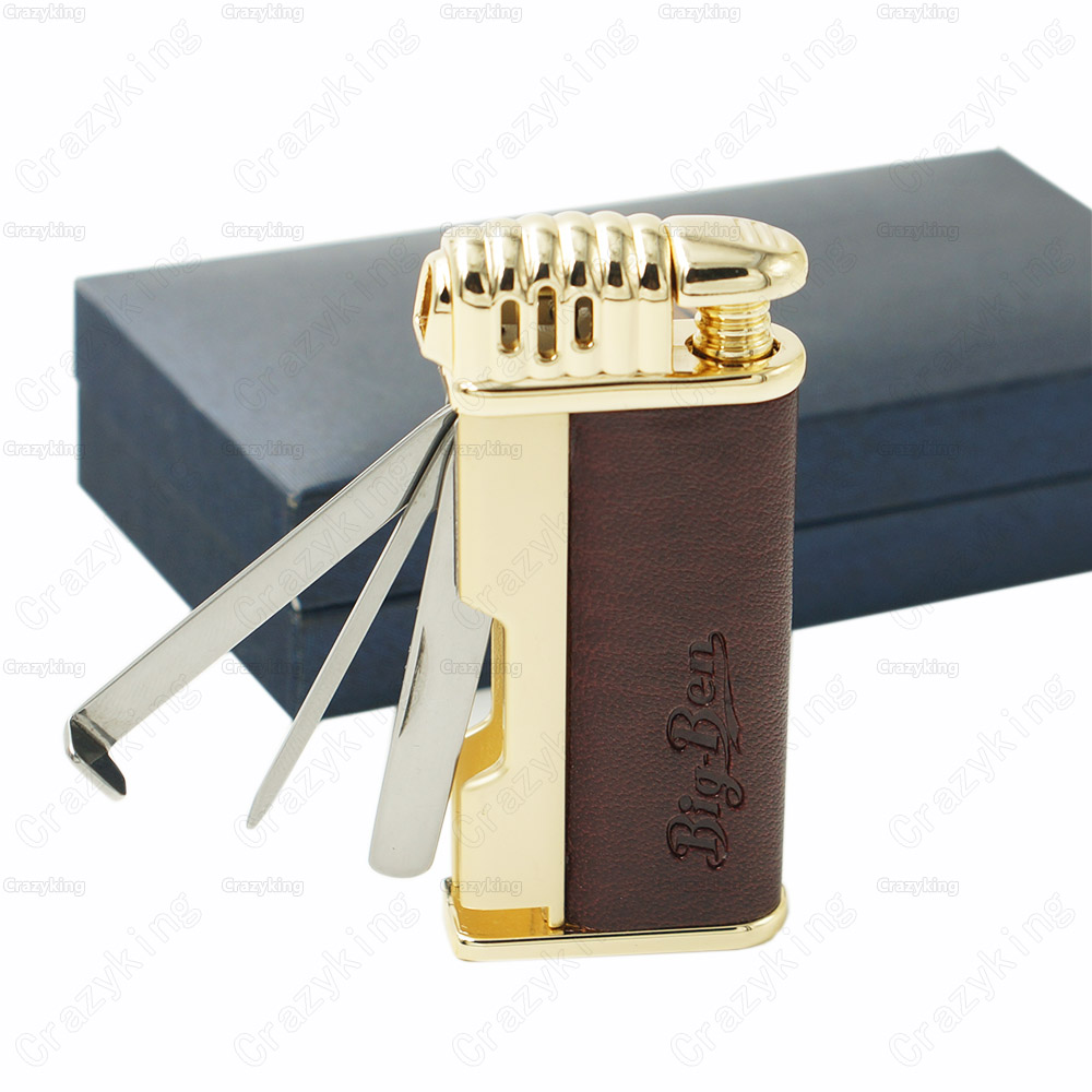Big Ben Leather Metal Tobacco Pipe Lighter with 3 Pipe Cleaners ...