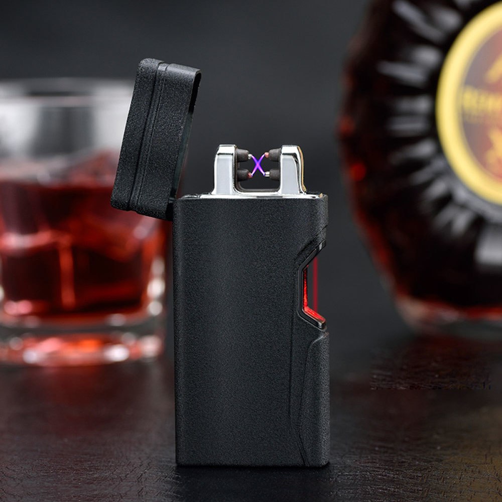 Double Arc USB Plasma Lighter Windproof Electronic Cigar Lighter with ...