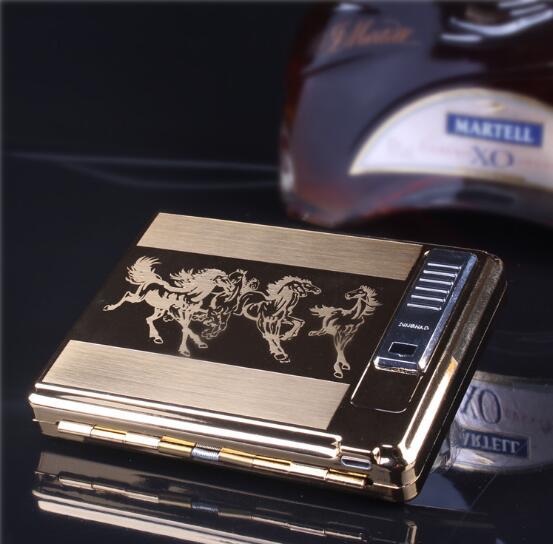 Metal Cigarette Case with Electronic USB Rechargeable Lighter ...